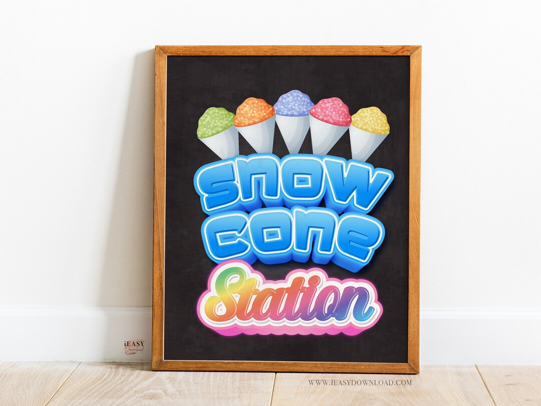 Snow Cone Station Sign: Birthday Party Theme Printable (digital ...
