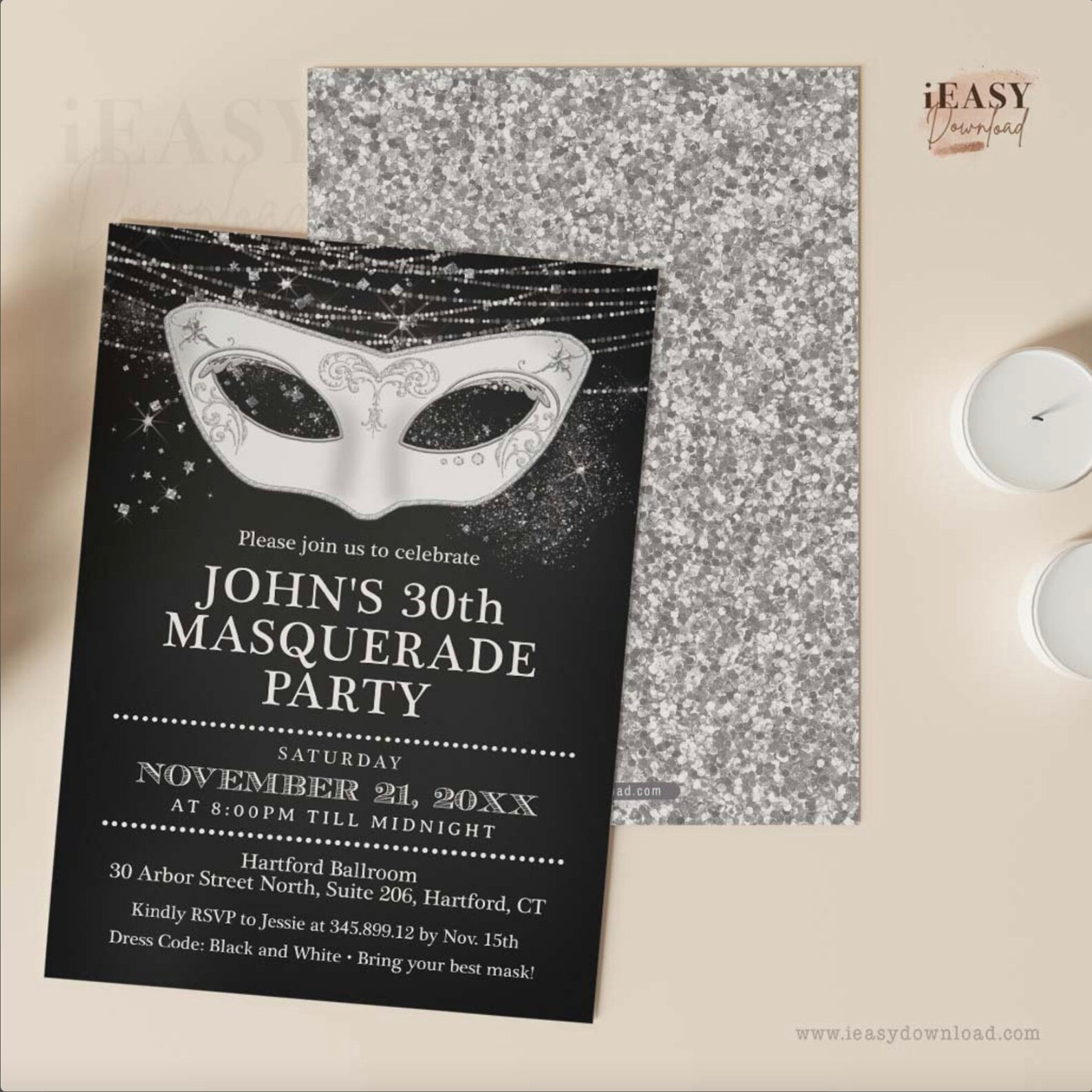 Editable Masquerade Menu Card Template Silver Masquerade - Etsy