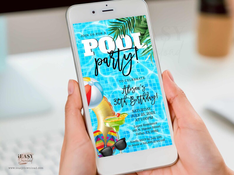 Pool Party Invitation 30th Birthday Pool Party Swimming Pool - Etsy