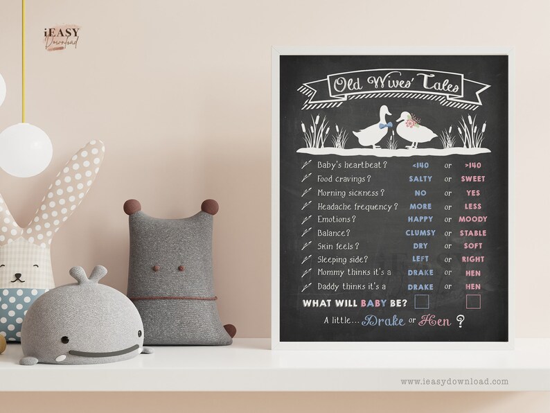 Drake or Hen Gender Reveal Old Wives Tales Sign (instant Download) - Etsy