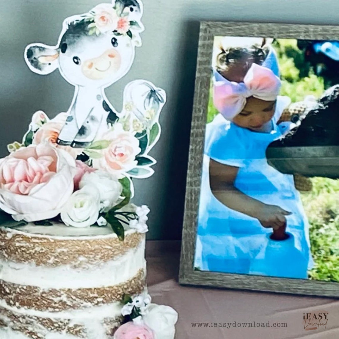 First Birthday Cow Party Pink Cow Girl Birthday Theme Floral - Etsy