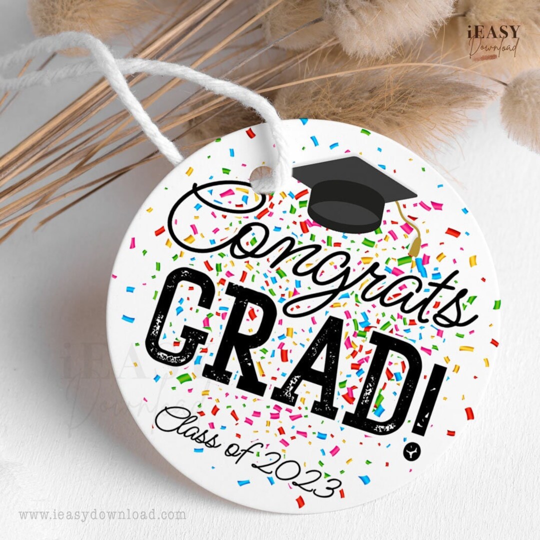 Editable Congrats GRAD Gift Tags, Confetti Gift Tags for All Occasions ...