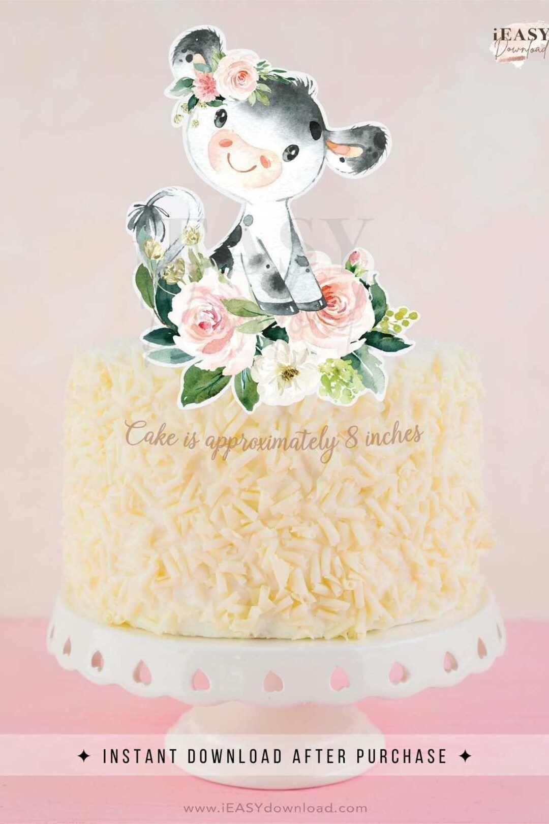 First Birthday Cow Party Cow Cake Topper Printable Farm Animals Themed ...