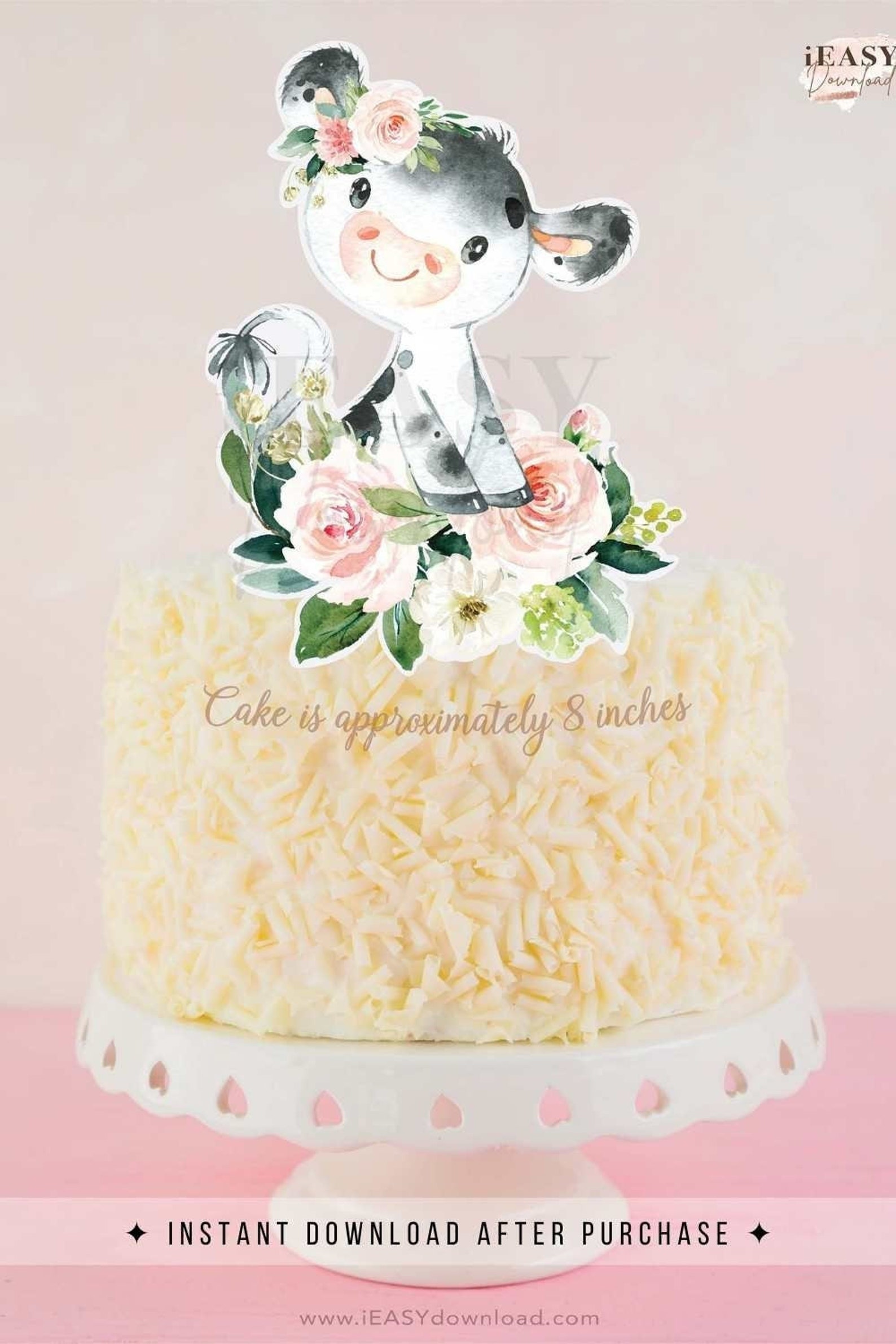 First Birthday Cow Party Pink Cow Girl Birthday Theme Floral - Etsy