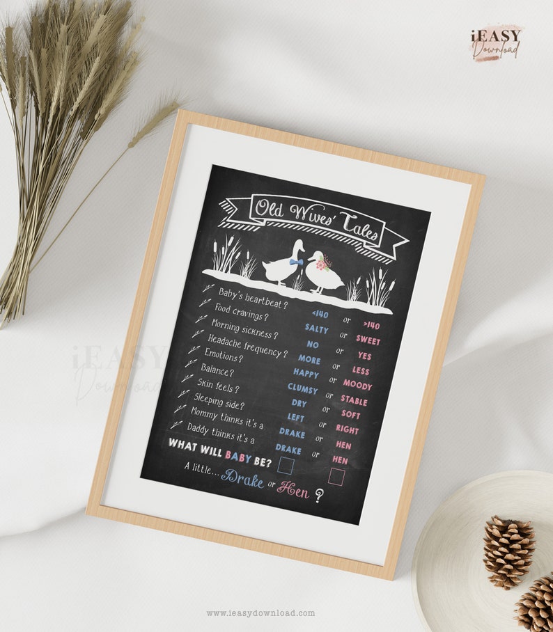 Drake or Hen Gender Reveal Old Wives Tales Sign (instant Download) - Etsy