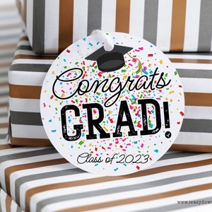 Editable Congrats GRAD Gift Tags, Confetti Gift Tags for All Occasions ...