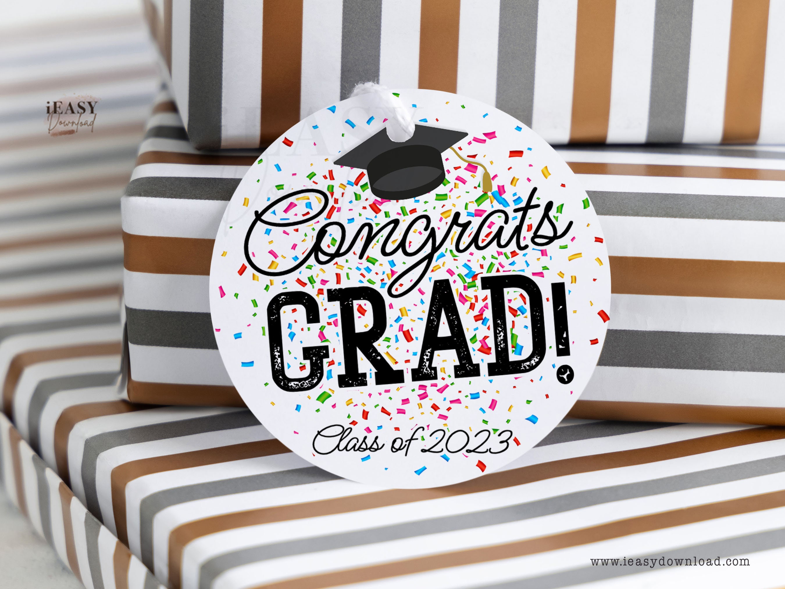 Editable Congrats GRAD Gift Tags, Confetti Gift Tags for All Occasions ...