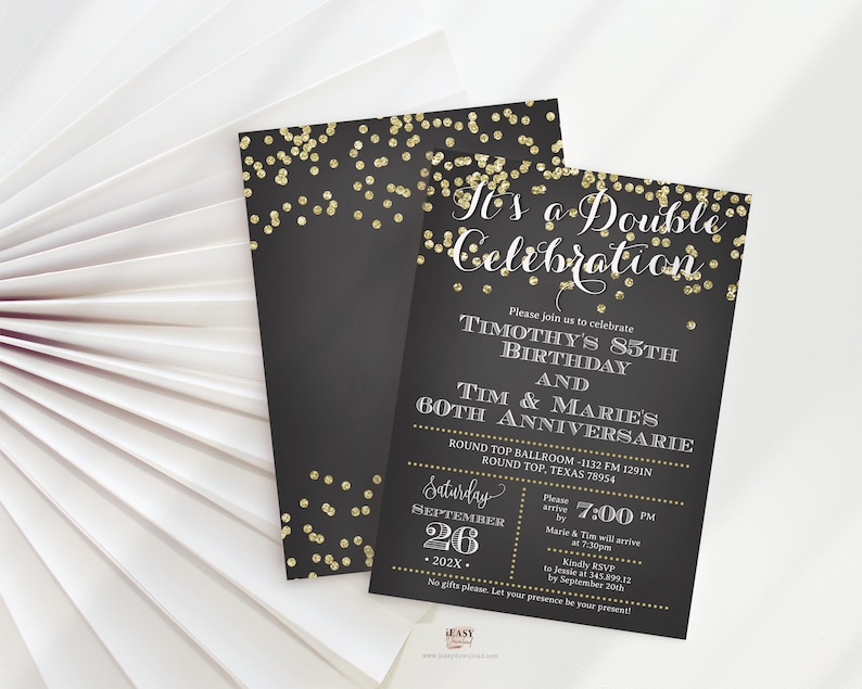 Editable Joint Invitation Adult Double Celebration Invitation - Etsy