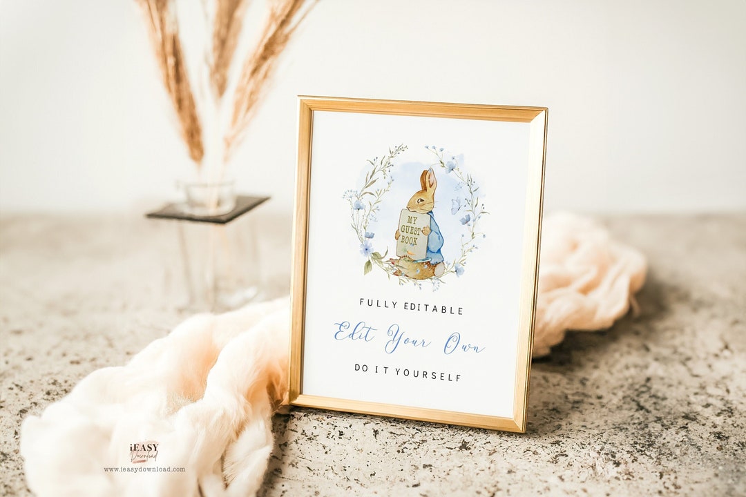 Editable Please Sign the Guest Book Peter Rabbit Boy Baby Shower Guest ...
