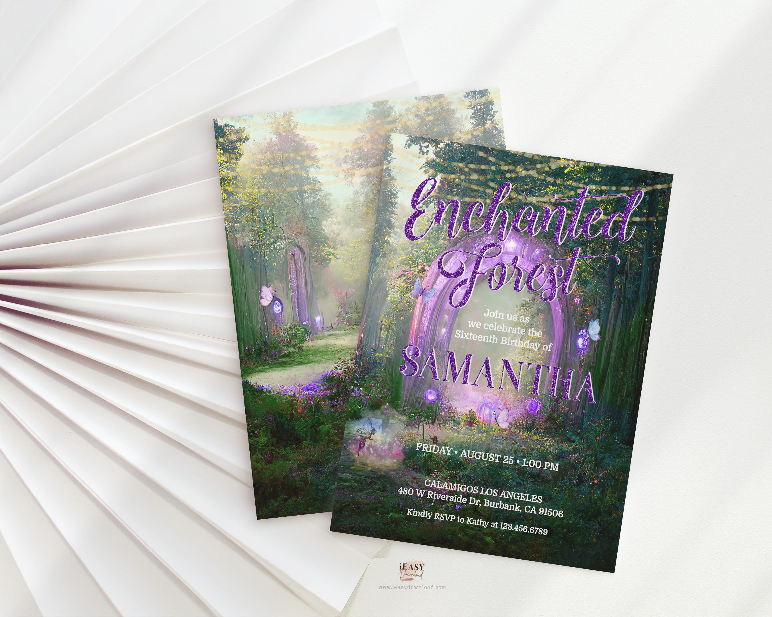 Editable Enchanted Forest Sweet 16 Birthday Invitations - Etsy
