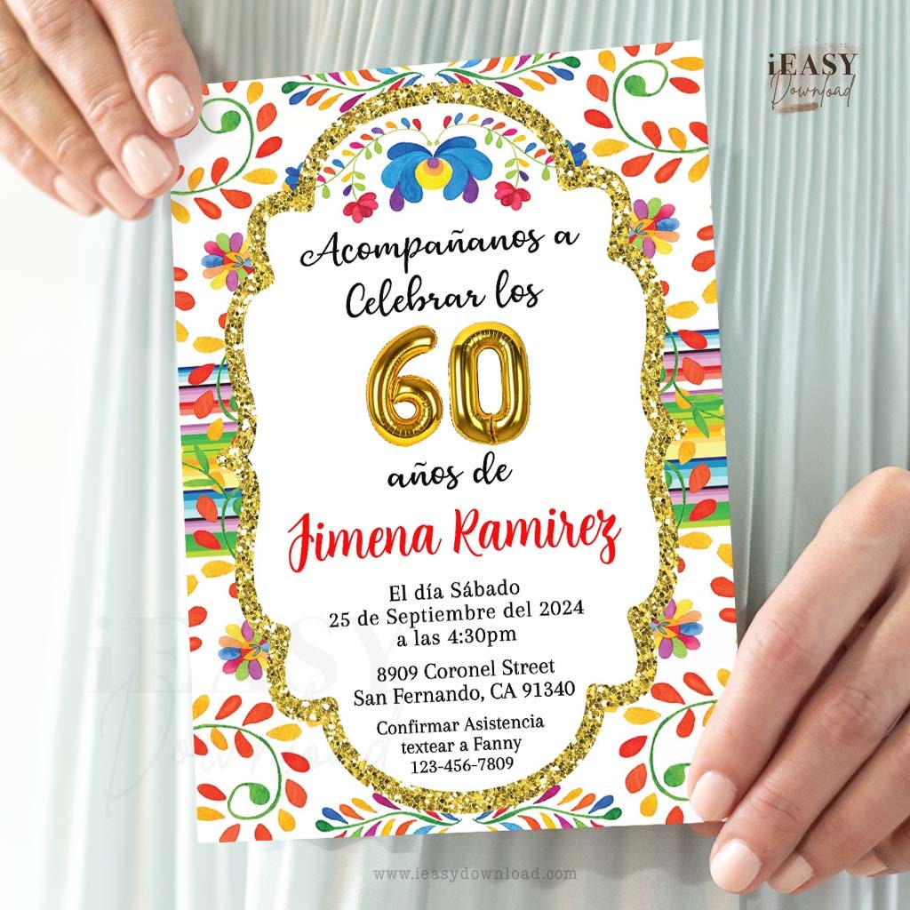 60th Birthday Fiesta Theme Party Spanish Birthday Invitation | Etsy