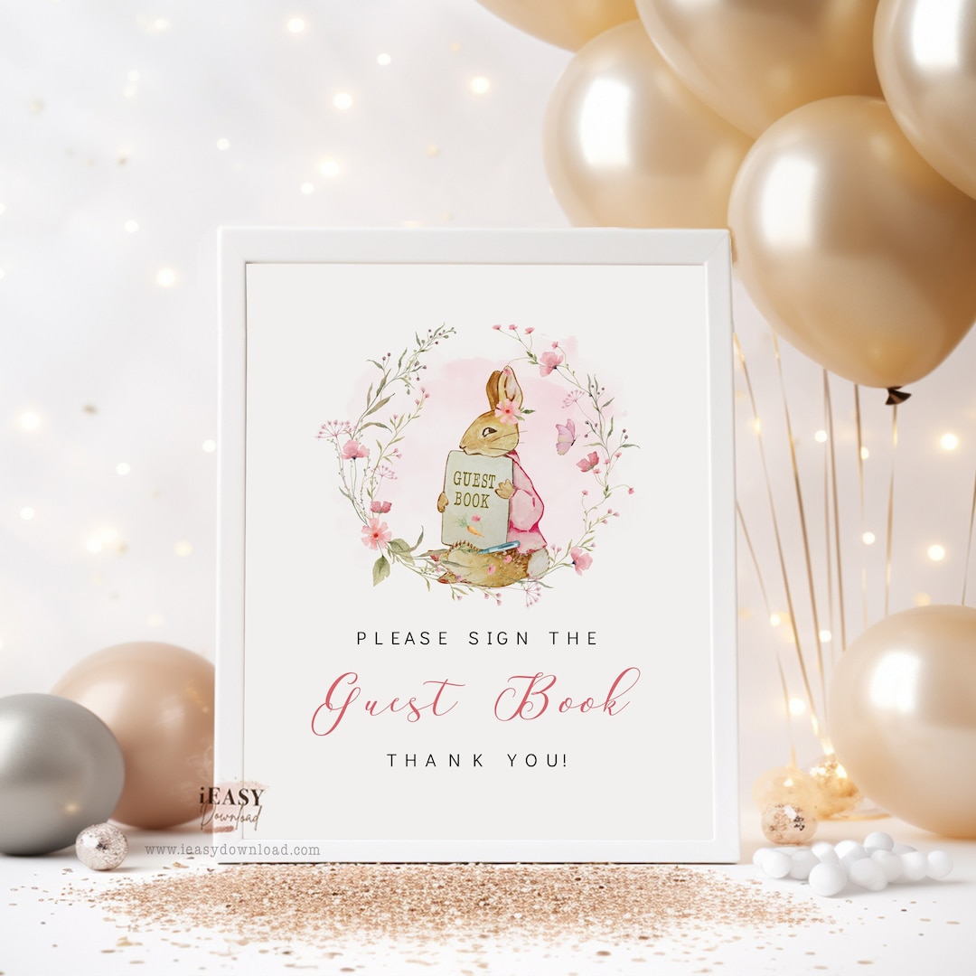 Printable Please Sign the Guest Book Peter Rabbit Girl Baby Shower ...