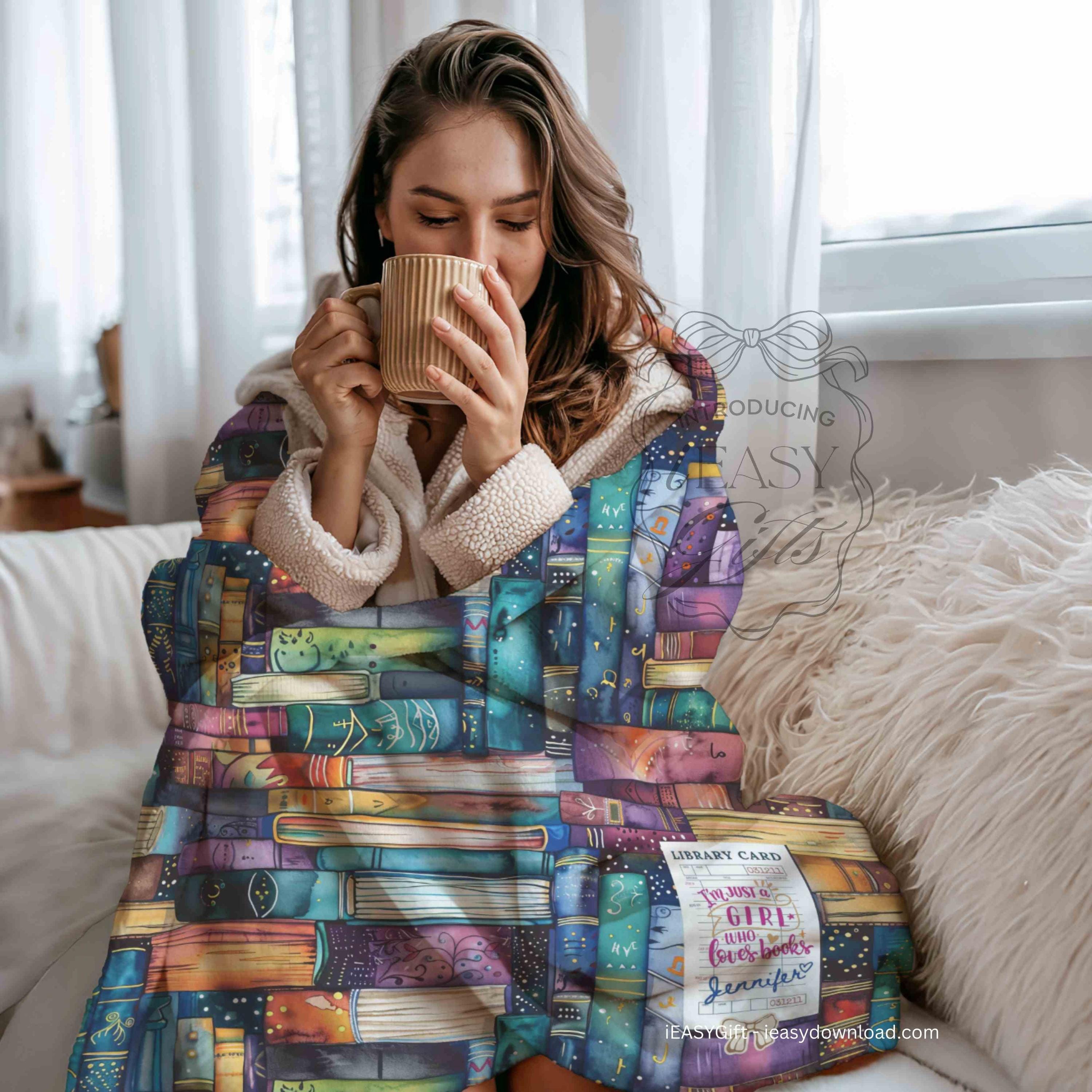 Personalized Vintage Library Velveteen Plush Blanket Book Lover ...