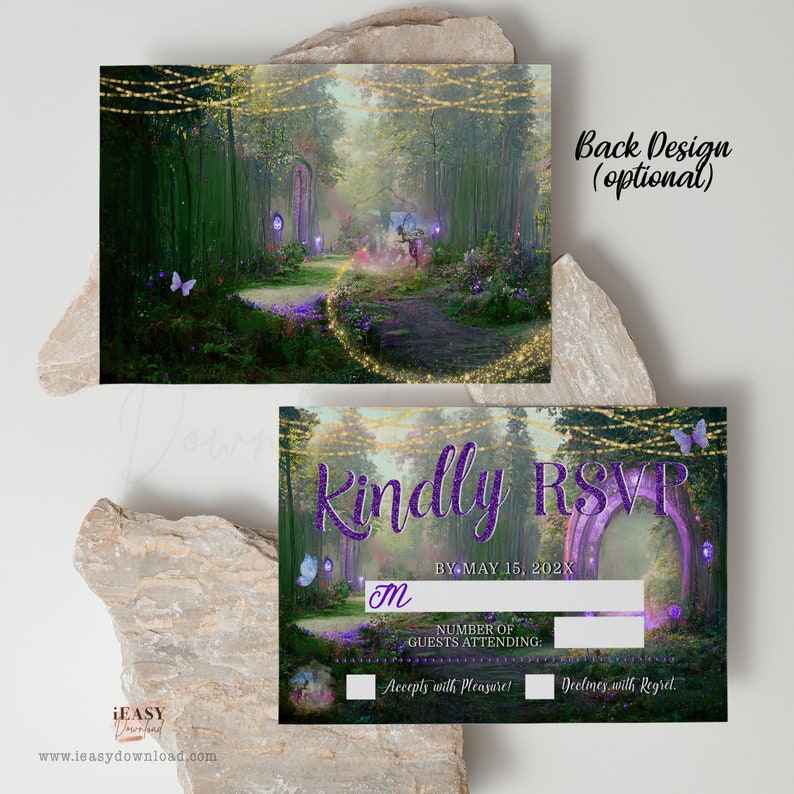 Editable Enchanted Forest Sweet 16 Birthday Invitations - Etsy