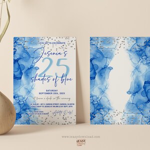 Shades of Blue 25th Birthday Invitation Template (digital Download) - Etsy