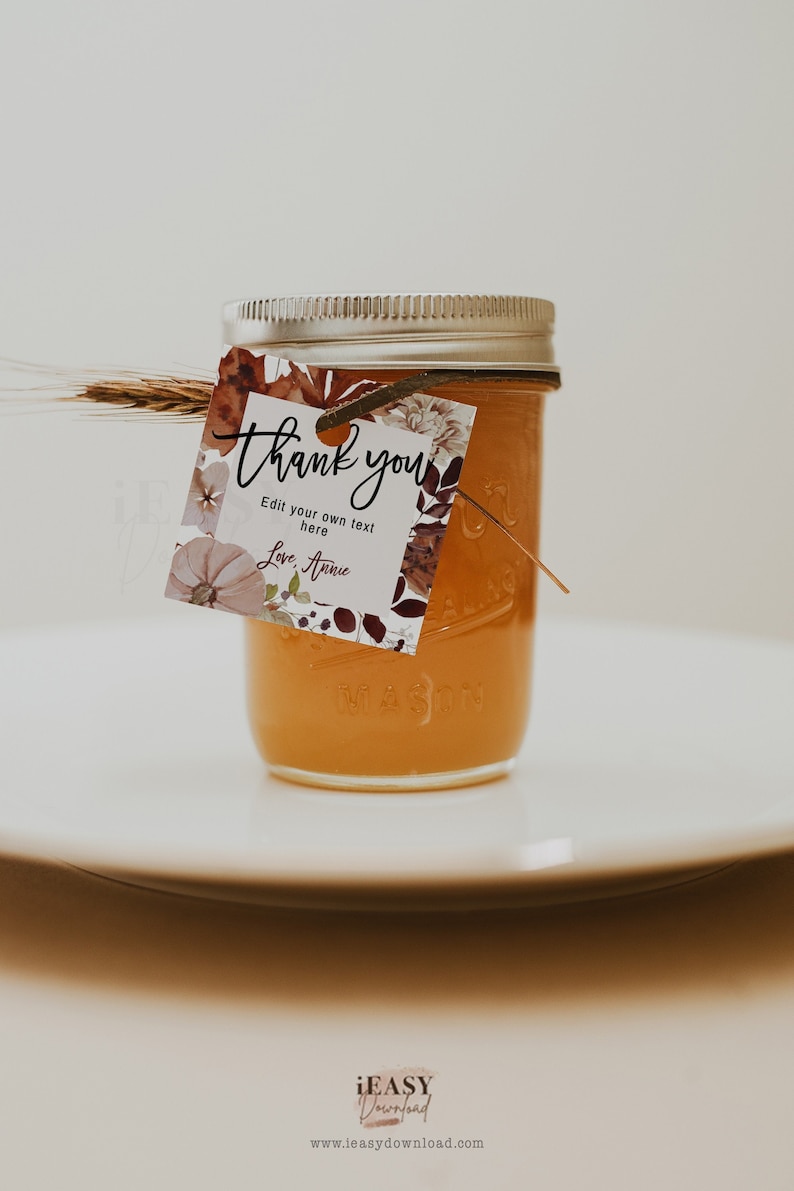 Editable Fall Thank You Tags Pumpkin Fall Leaves Favor Tags - Etsy