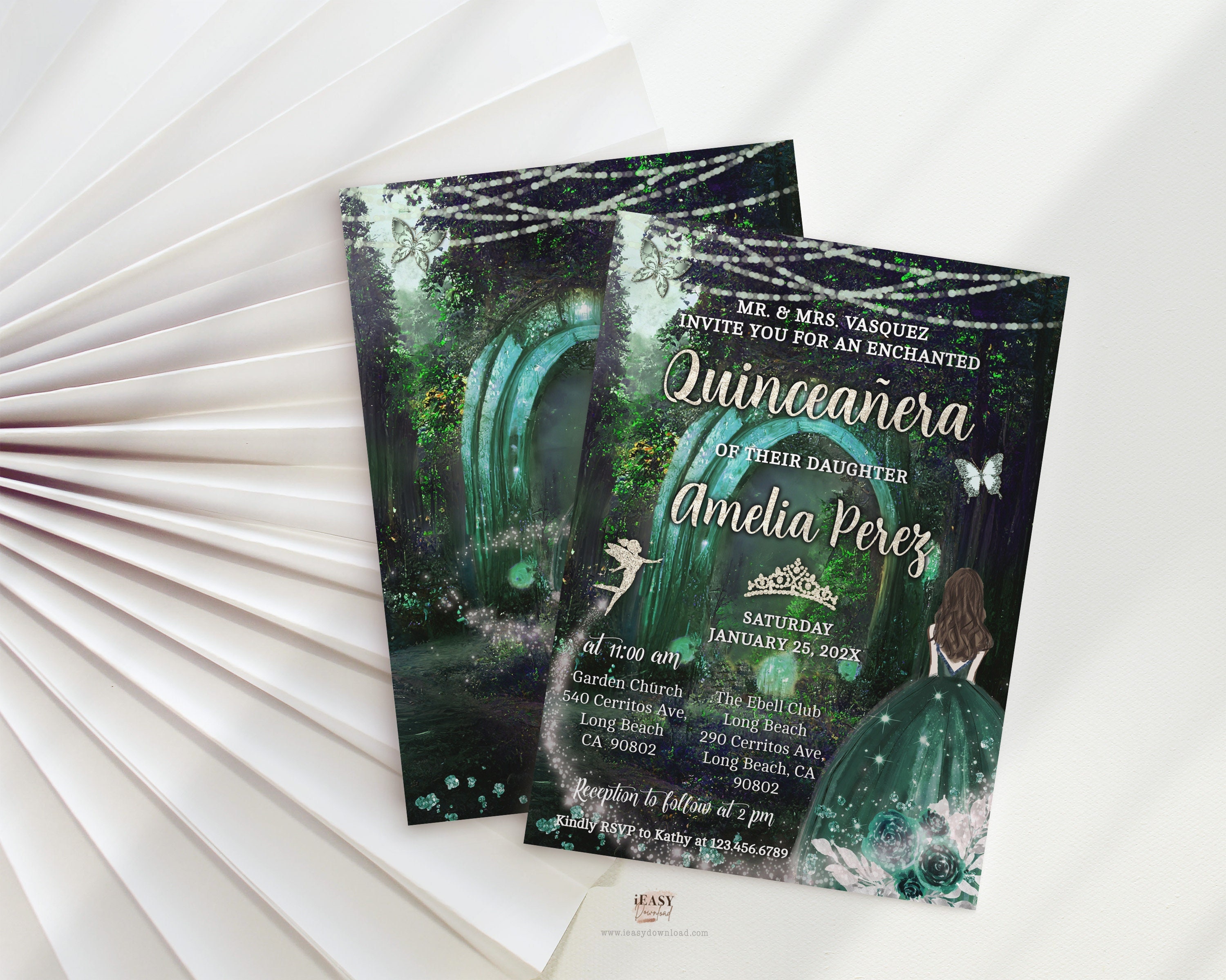 Editable Silver and Emerald Green Enchanted Forest - Etsy