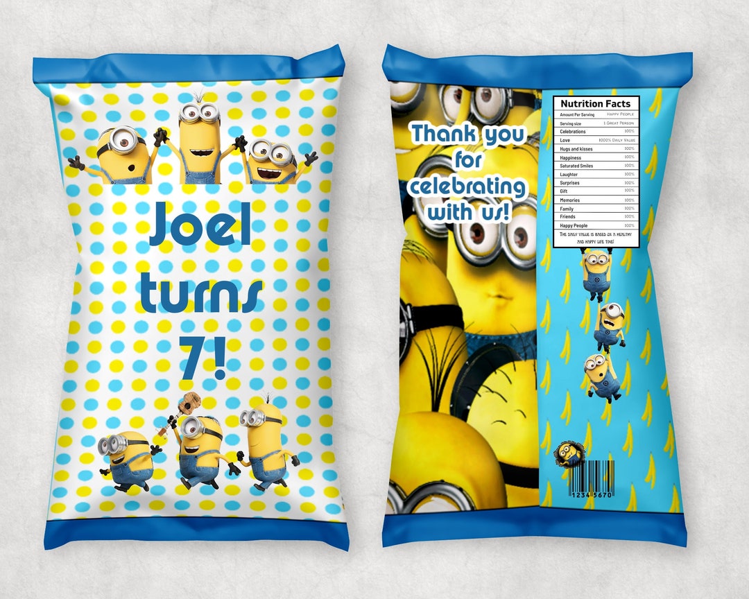 Minion Chip Bags, Custom Chip Bags, Personalized Chip Bags, Custom ...