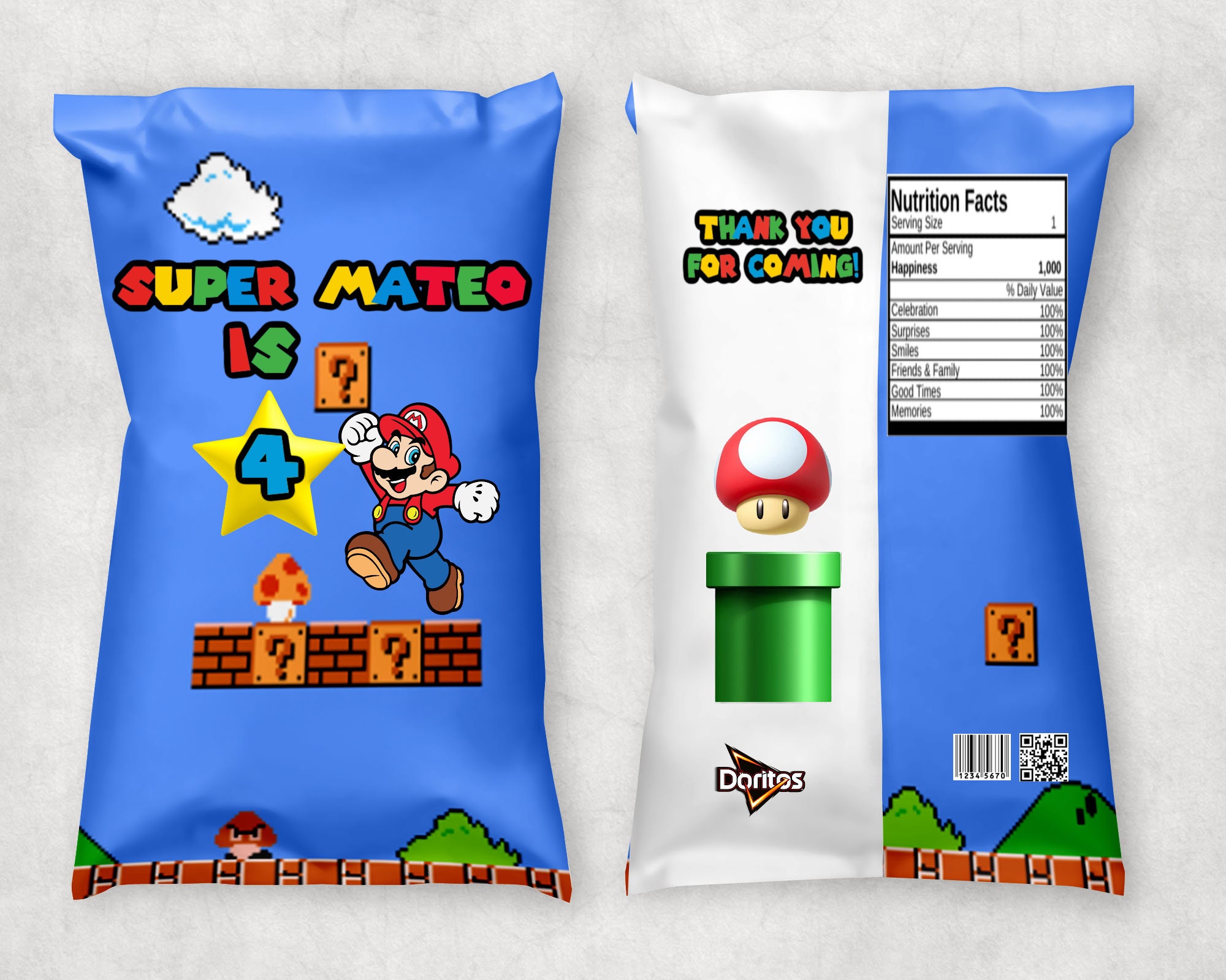 Mario Chip Bags Custom Chip Bags Personalized Chip Bags Custom Potato Chip Bags Chip Bag