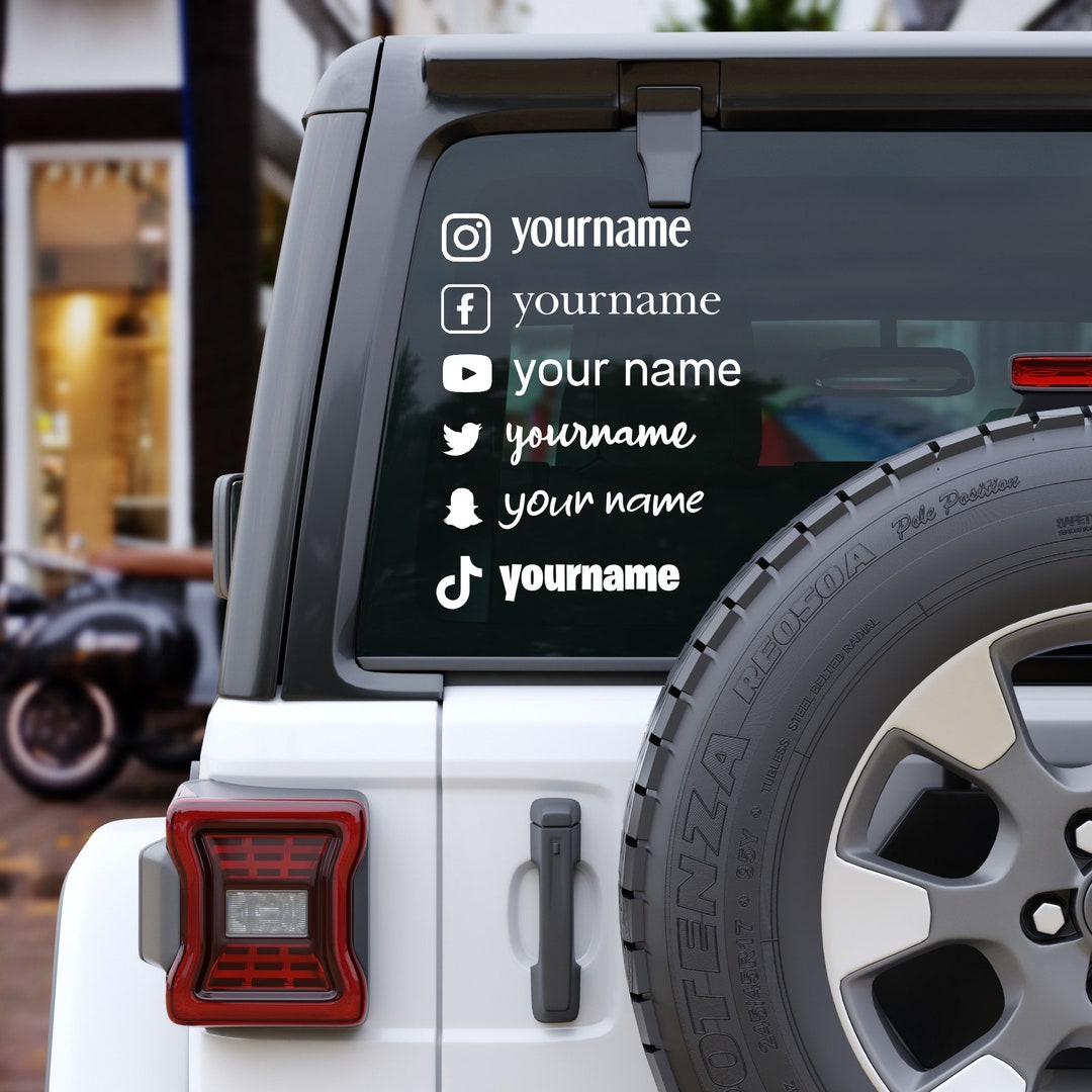 Custom Car Decal, Custom Social Media Decal, Personalized Username ...