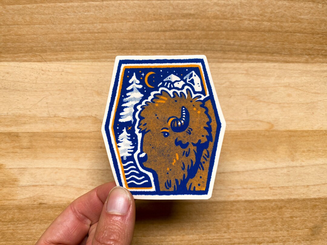 Bison Night Sky Sticker - Western Stickers National Park Nature Animal ...
