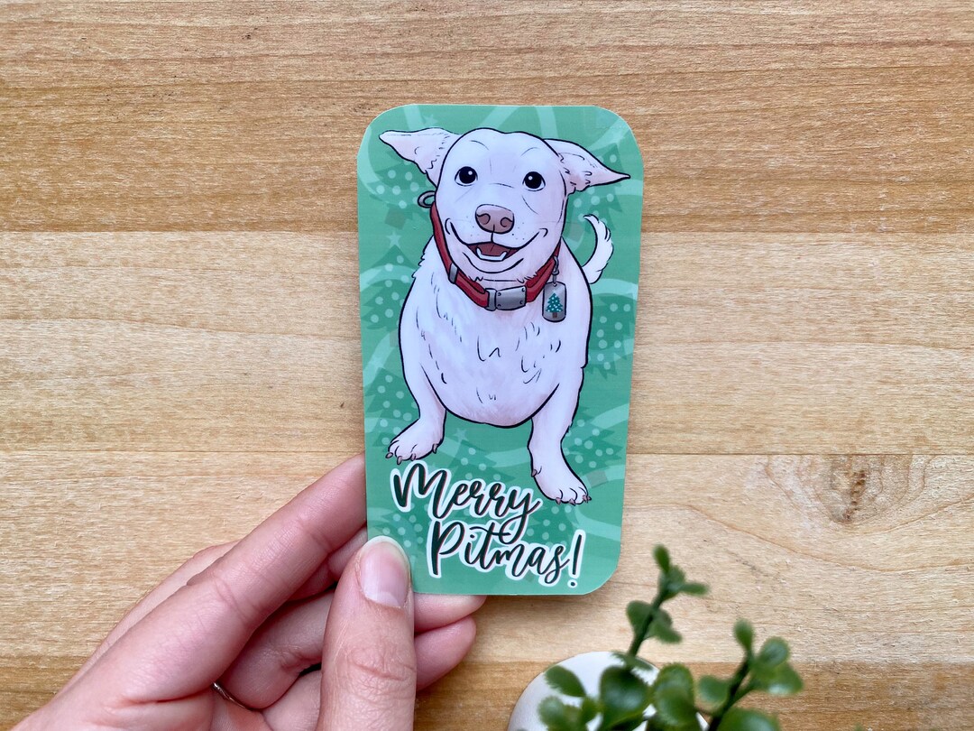 Merry Pitmas Pit Bull Sticker - Gift, Christmas, Stocking Stuffer, Mom ...