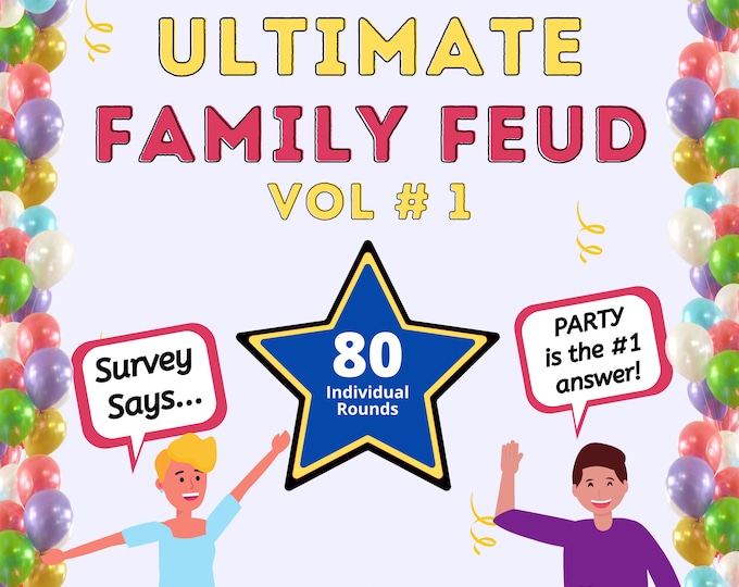 Family Feud Game Printable, Family Game Night, Family Quiz, Friendly ...