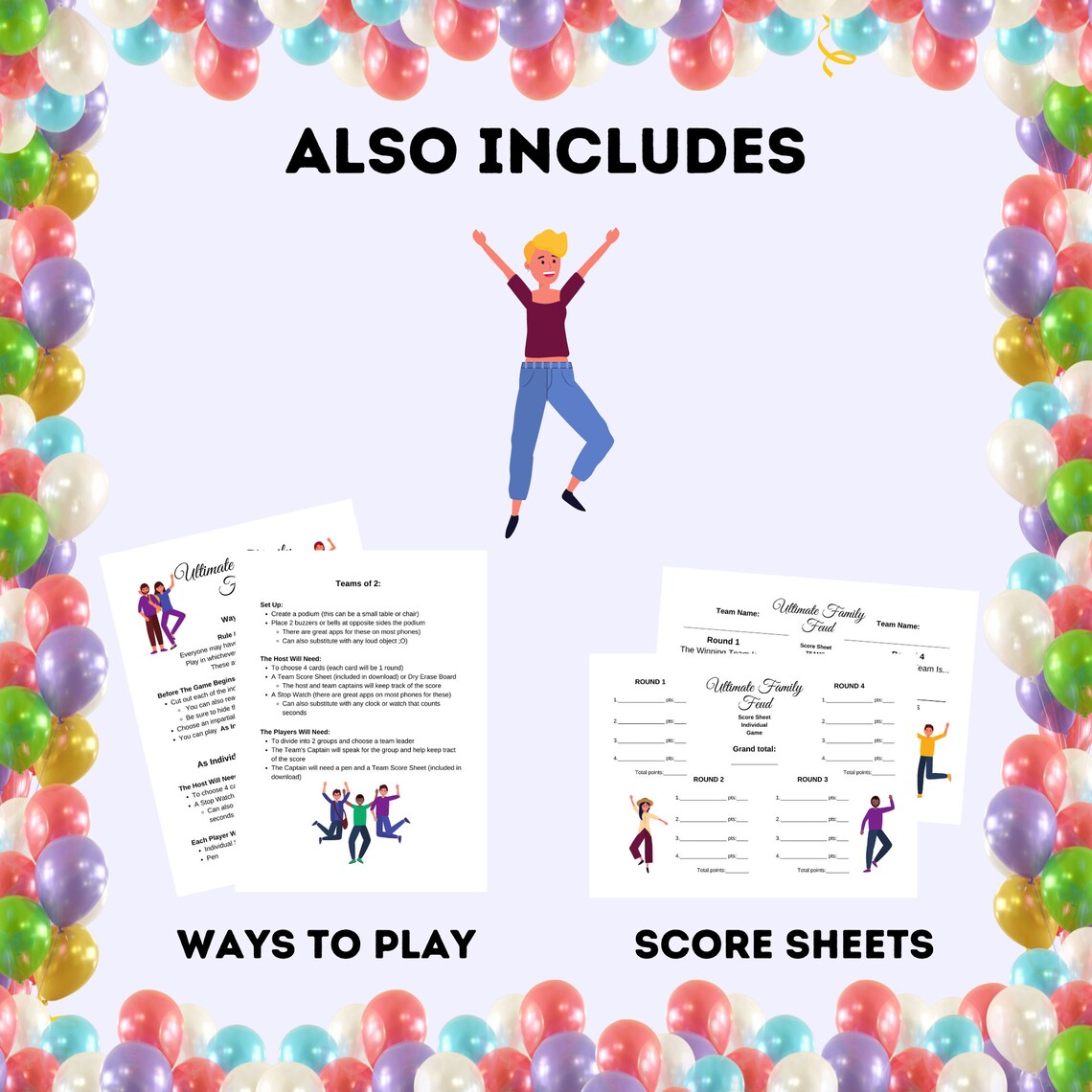 Family Friendly Feud Quiz Printable, Ultimate Trivia Quiz, Classic ...