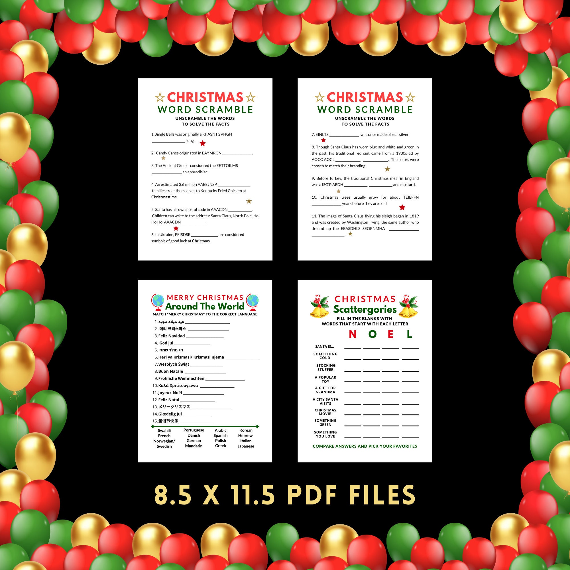 Christmas Party Games, Christmas Game Bundle, Christmas Printable Games ...