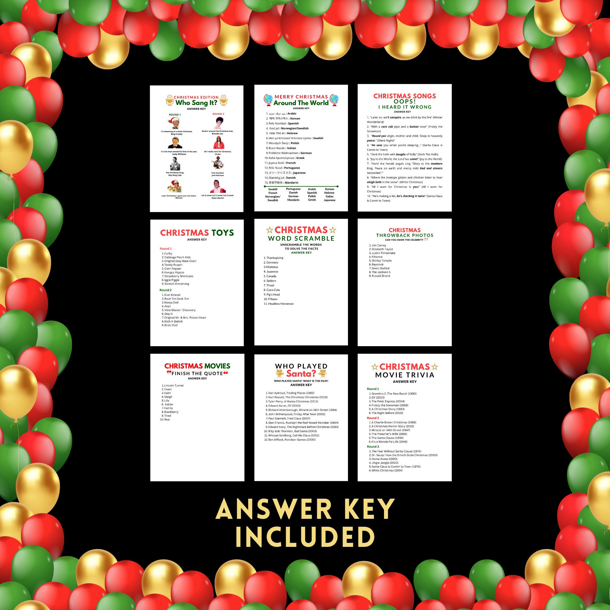 Christmas Party Games, Christmas Game Bundle, Christmas Printable Games ...