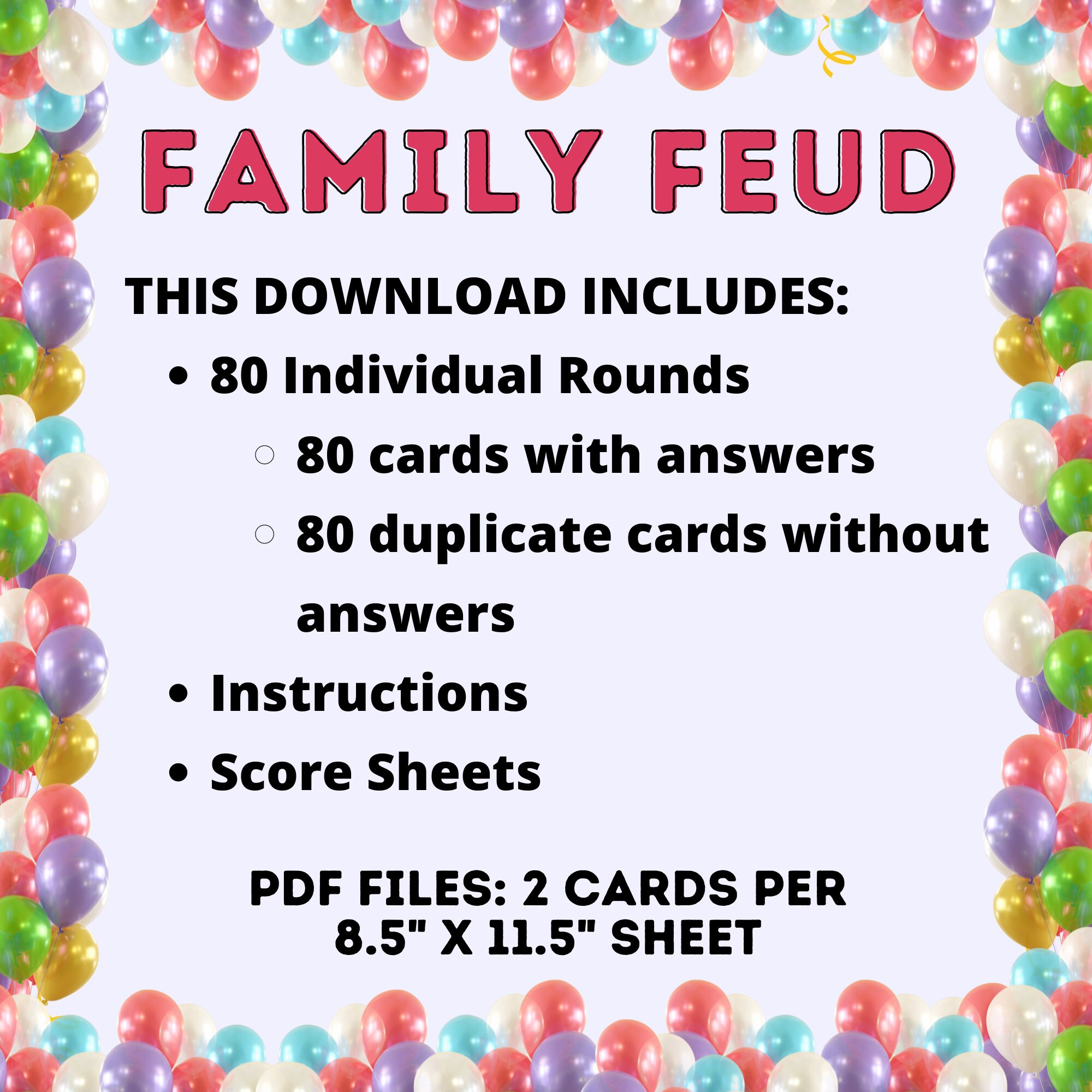 Family Friendly Feud Quiz Printable, Ultimate Trivia Quiz, Classic ...
