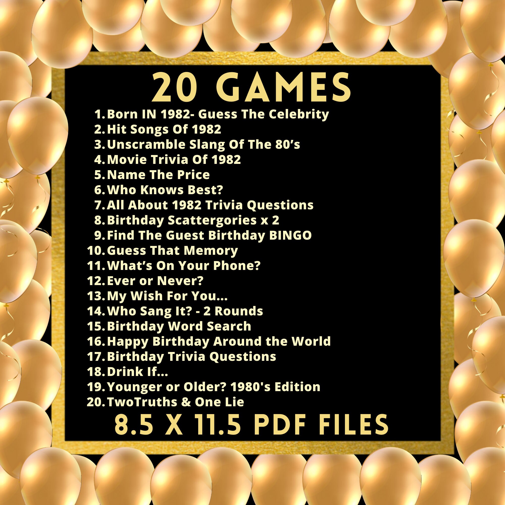 42nd Birthday Party Games, Born in 1982 Games Bundle, 42nd Birthday ...