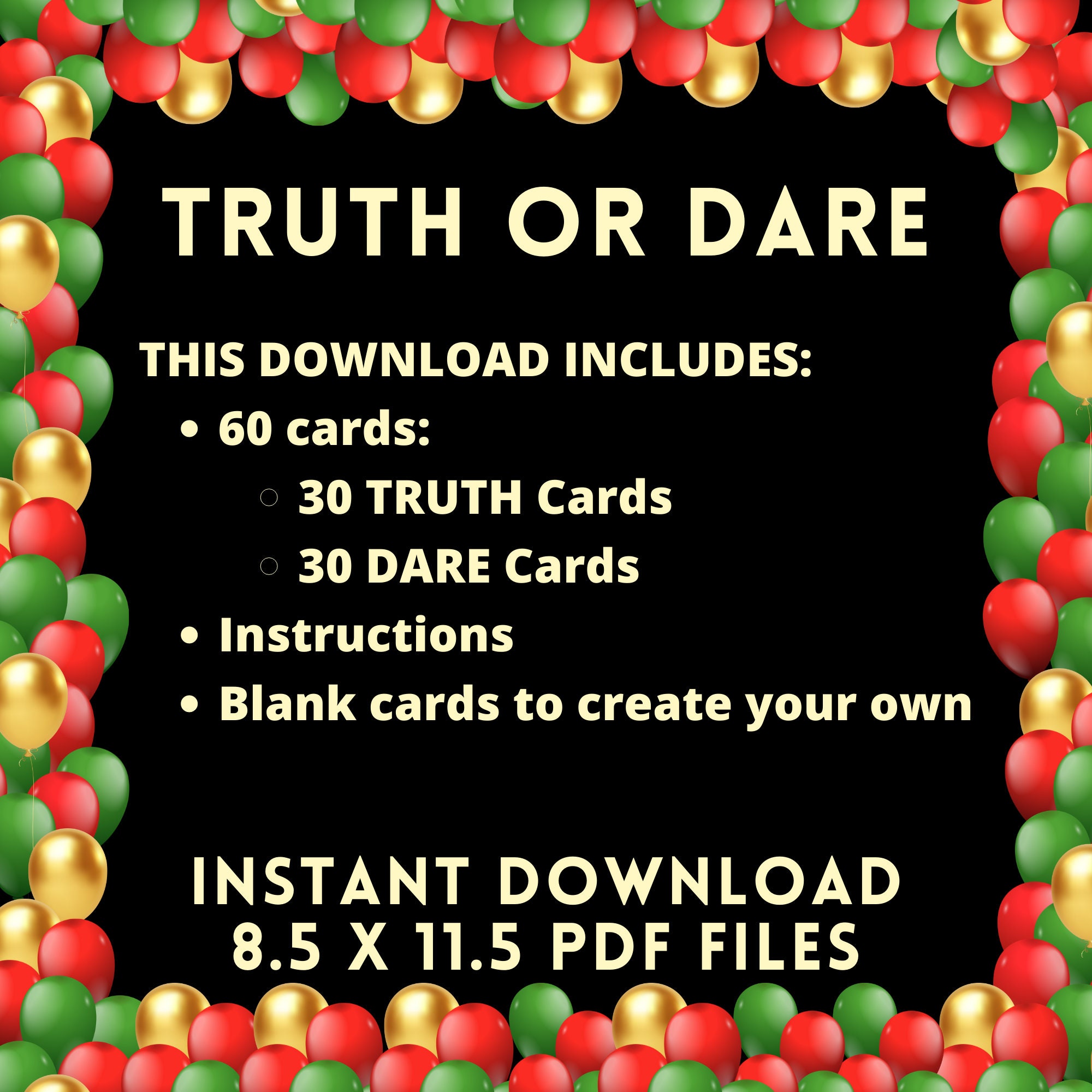 Christmas Truth or Dare L Christmas Party Game L Christmas Downloadable ...