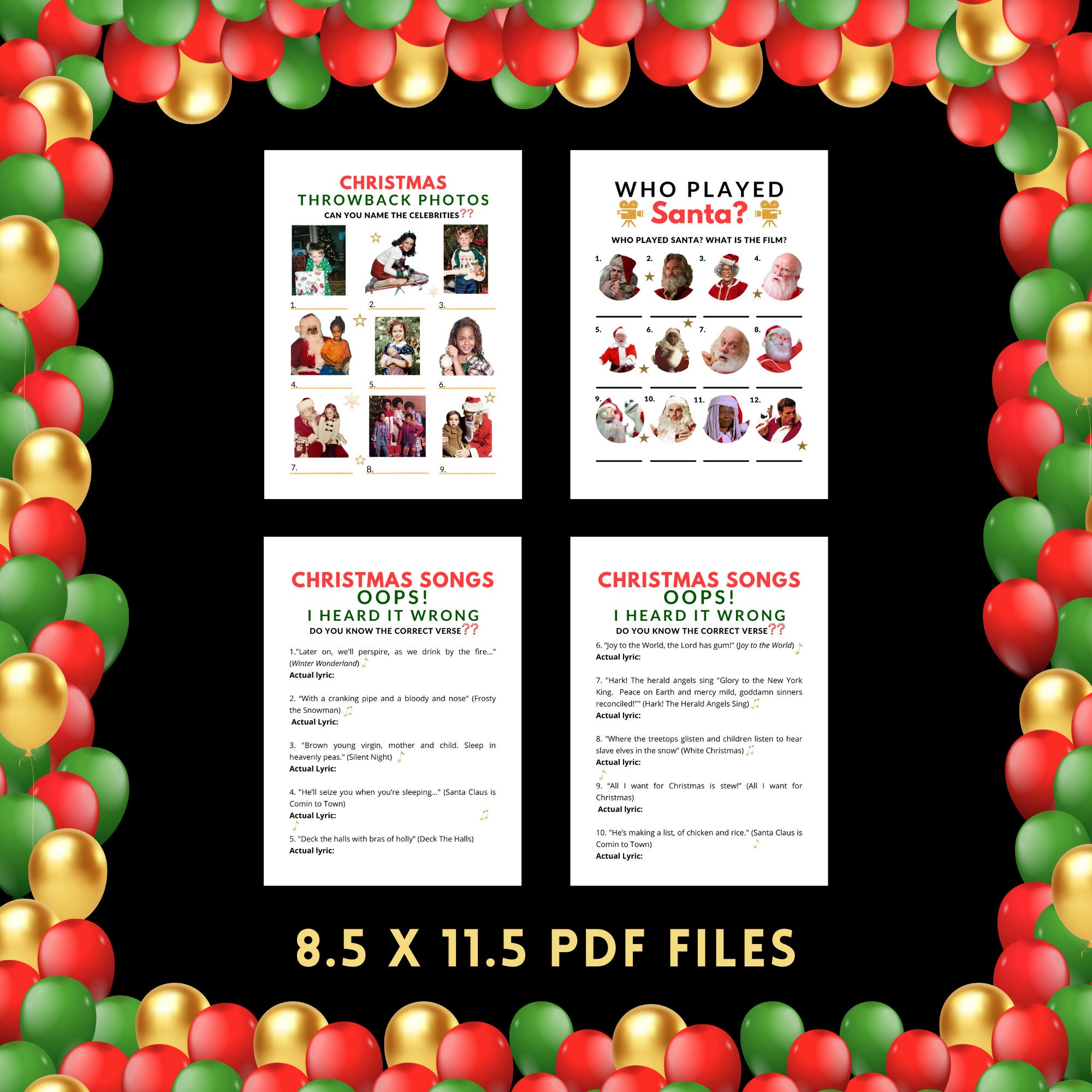 Christmas Party Games, Christmas Game Bundle, Christmas Printable Games ...