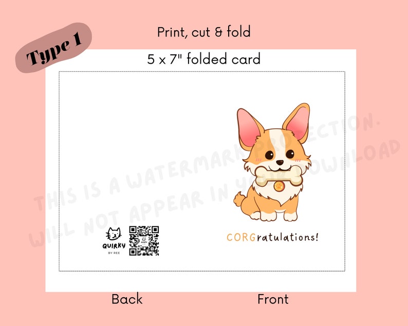 Printable Congratulations Card, Digital Print Card, Pun Card, Corgi ...