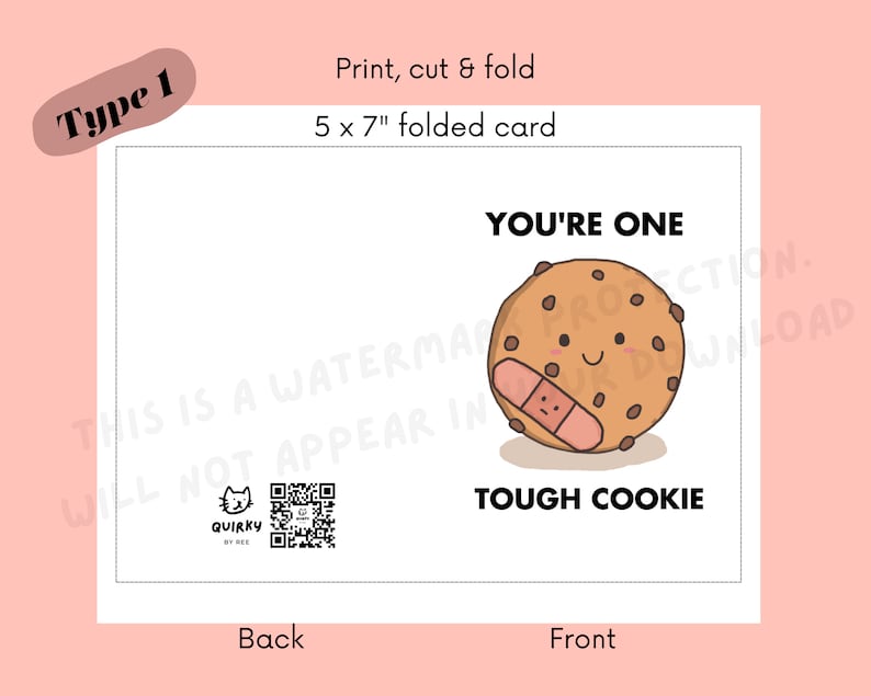 Tough Cookie Card, Printable Digital Card, Get Well Soon Digital Print ...