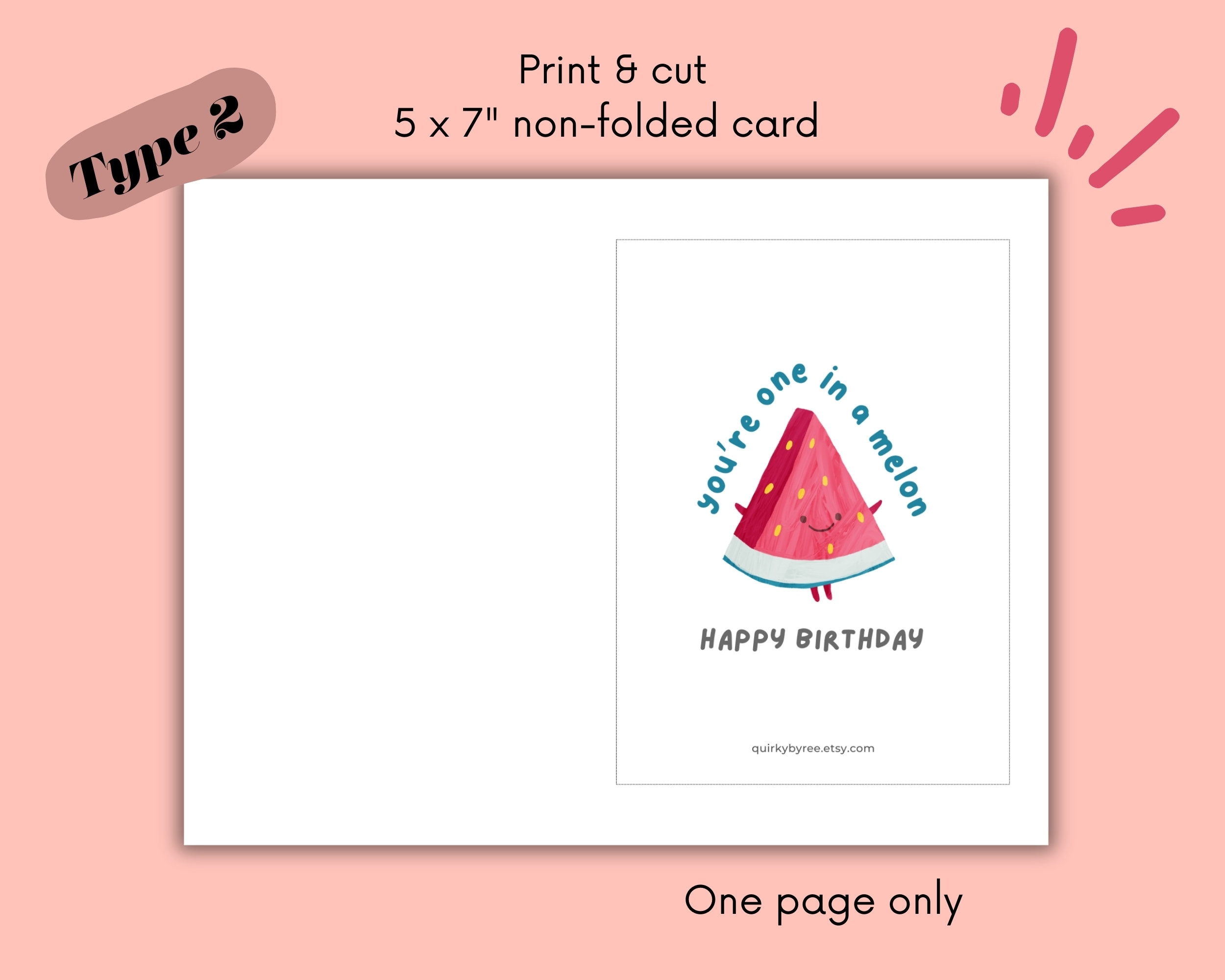 Printable Birthday Card, Watermelon Birthday Card, Happy Birthday ...