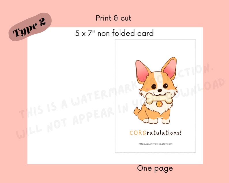 Printable Congratulations Card, Digital Print Card, Pun Card, Corgi ...