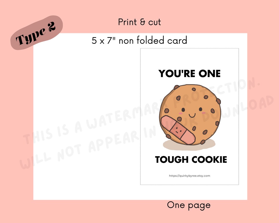 Tough Cookie Card, Printable Digital Card, Get Well Soon Digital Print ...