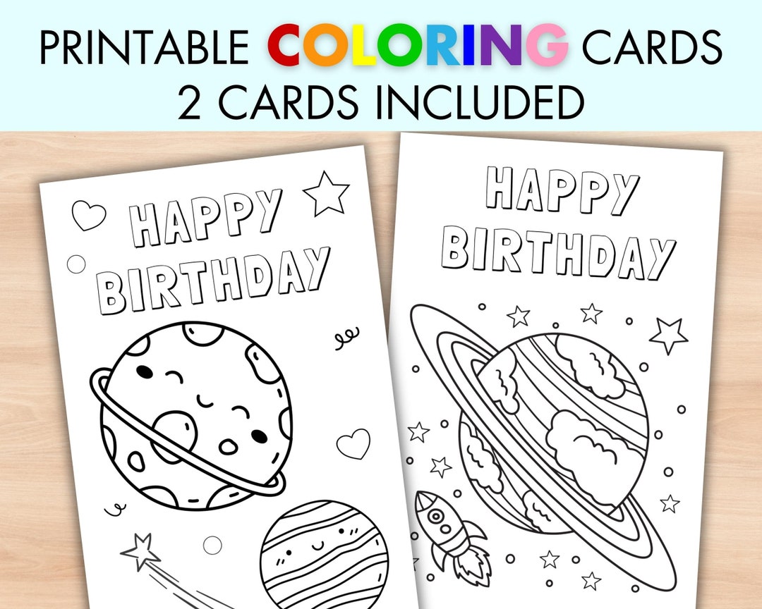 Printable Outer Space Party Card, Happy Birthday Card for Kids ...