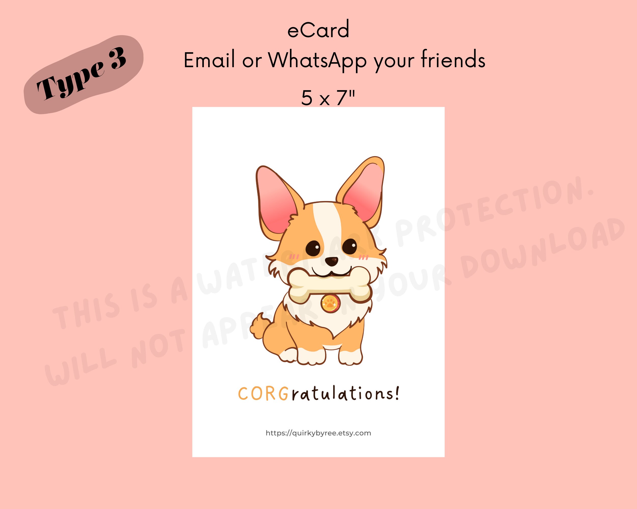 Printable Congratulations Card, Digital Print Card, Pun Card, Corgi ...