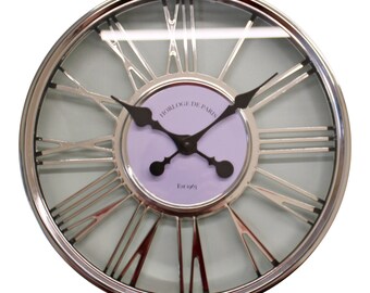 Large Silver Wall Clock - Etsy UK
