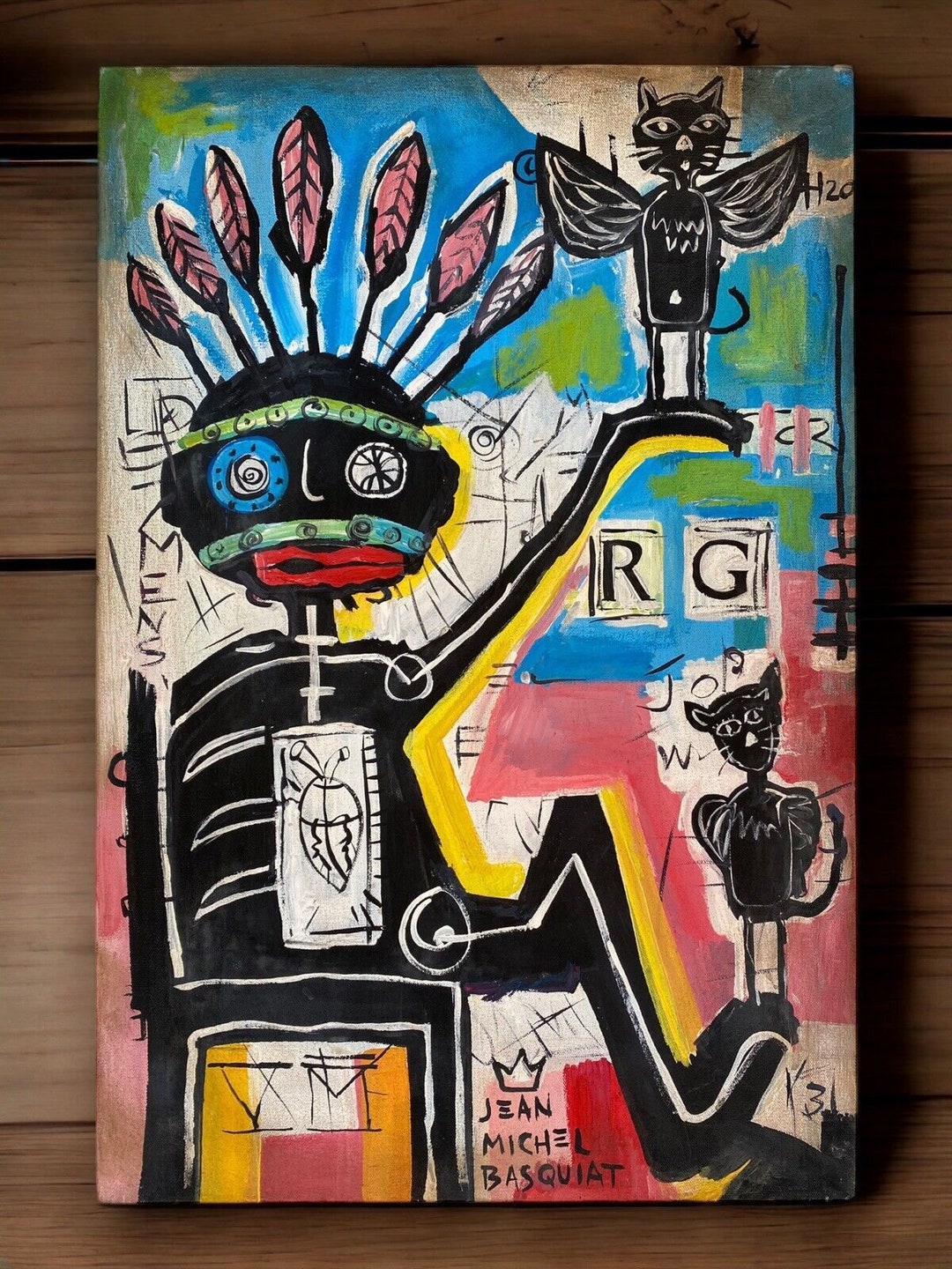 Jean-michel Basquiat Artist Oil Painting Canvas Signed Stamped - Etsy