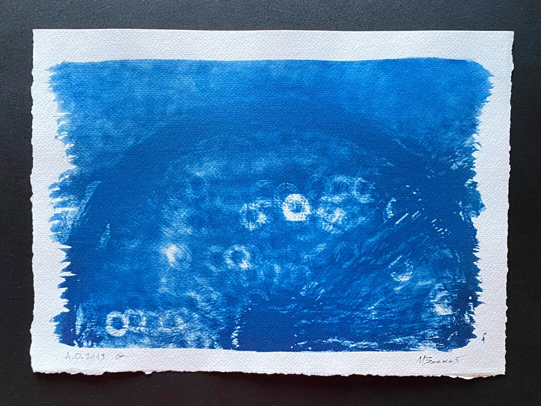 Cyanotype "cycle" Abstract Fine Art Analog Print - Traditional ...