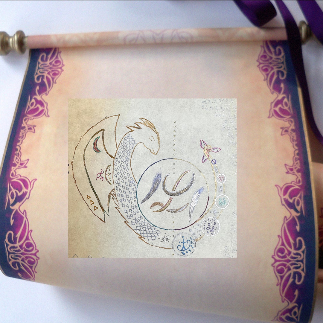 Personalized Dragon Scroll With Book of Life and Soul Reading, 8"x18 ...