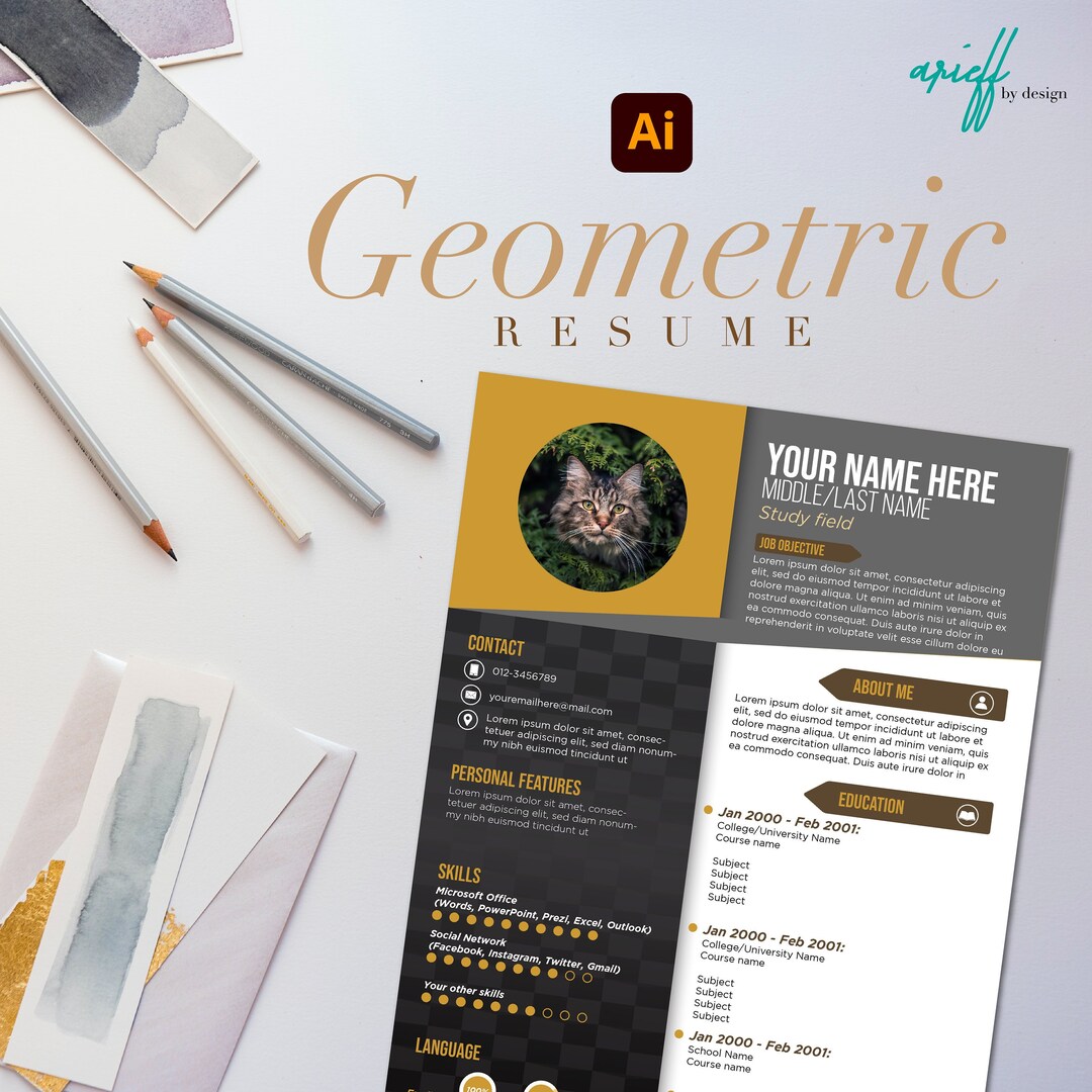 Creative Geometric Resume - Etsy