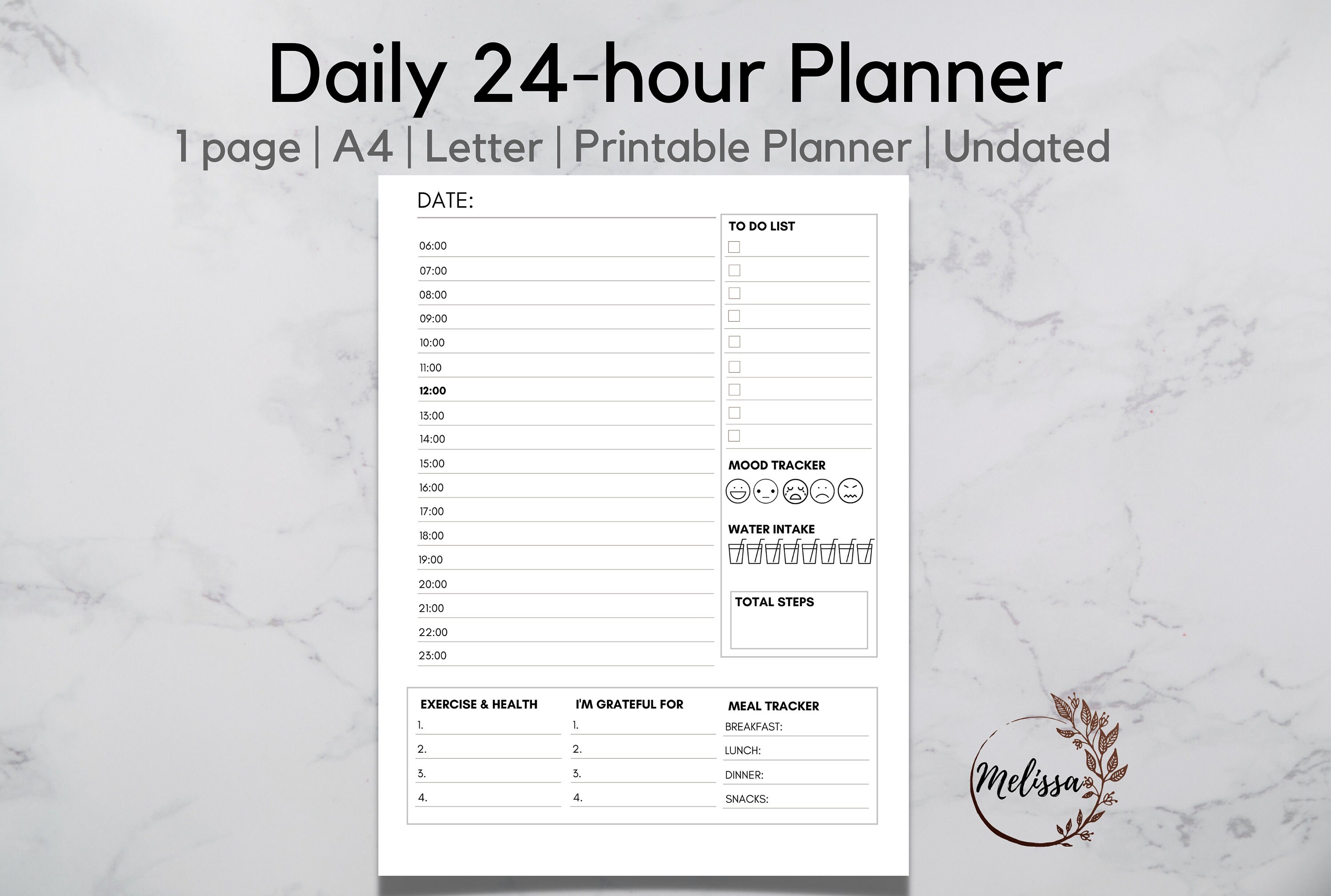 Daily Planner PDF | Hourly Planner Printable | Daily to Do List ...