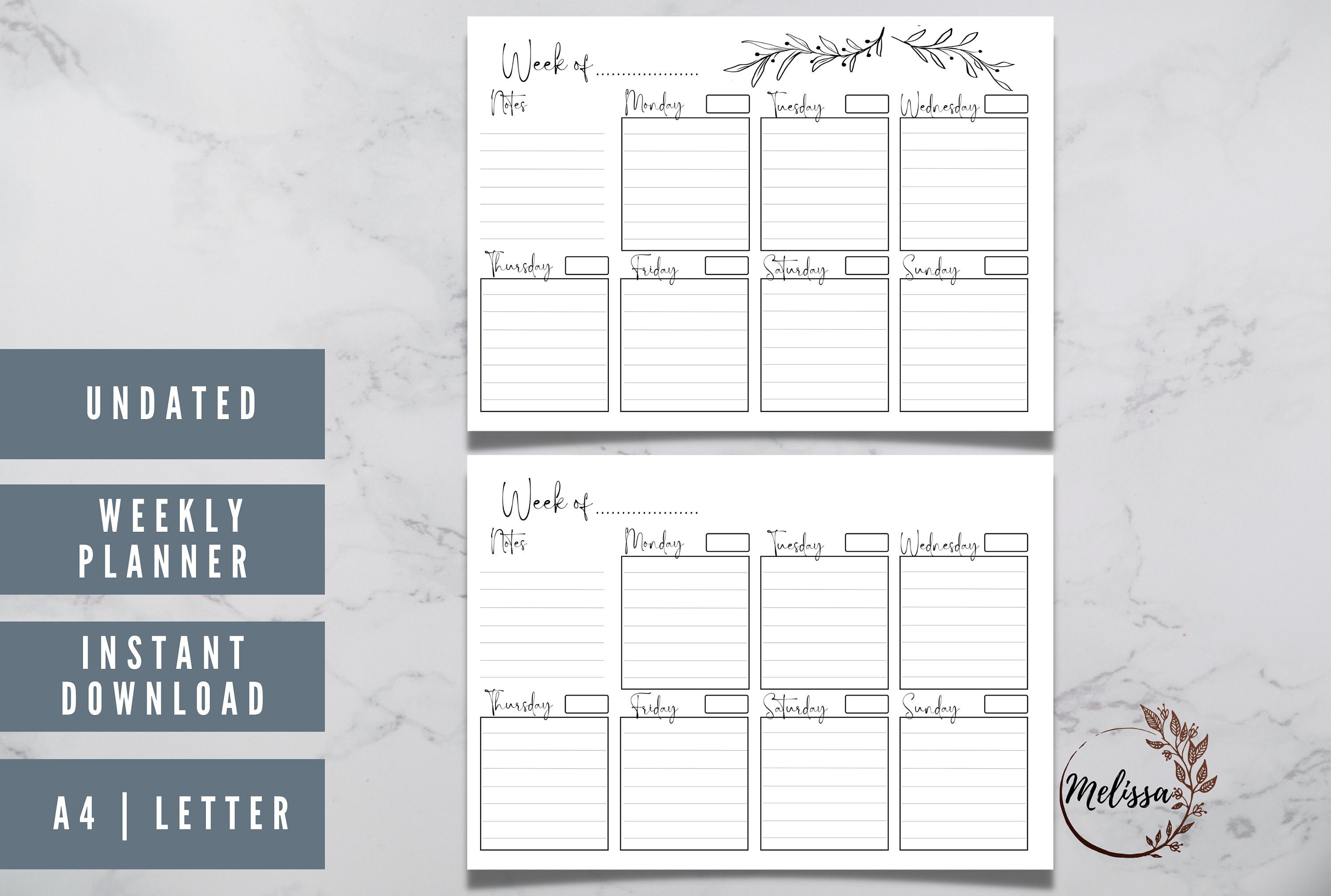 Weekly Schedule Planner, Week at a Glance Printable, Weekly Planner ...