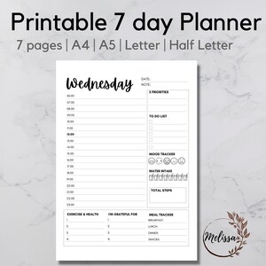 Daily Planner Pad, Printable 7 Day Planner, Daily Schedule, Work ...
