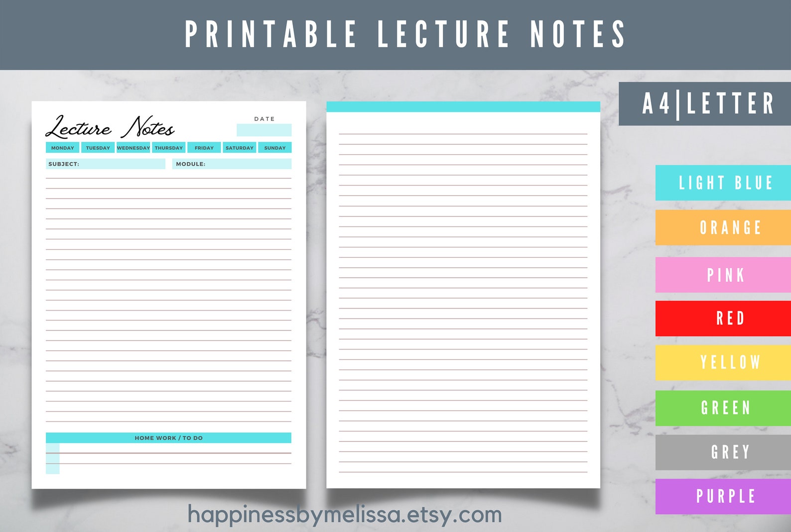 Printable Lecture Notes | Print at Home | College Student | Lined Note ...